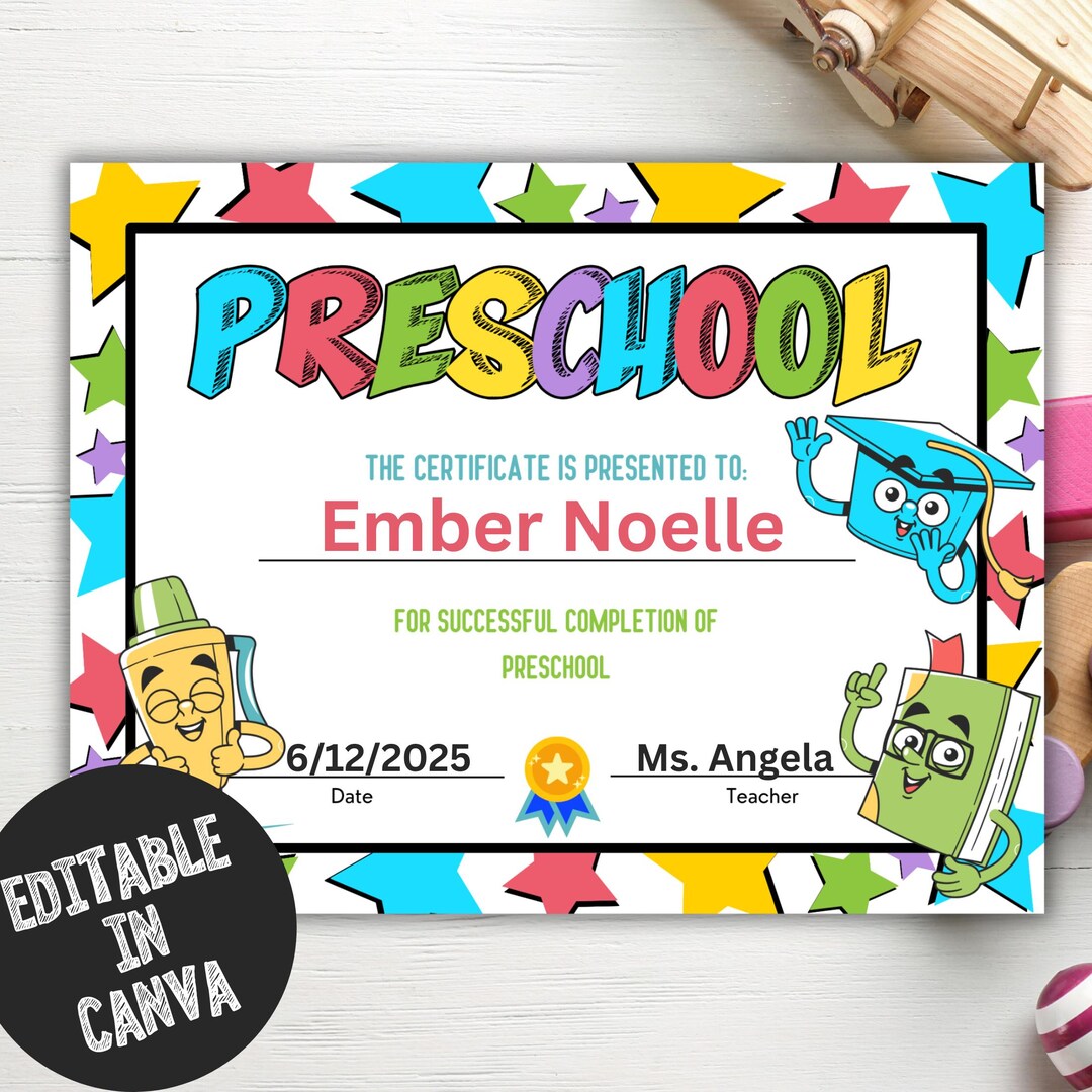 Preschool Diploma Editable, Preschool Last Day Certificate, Preschool ...