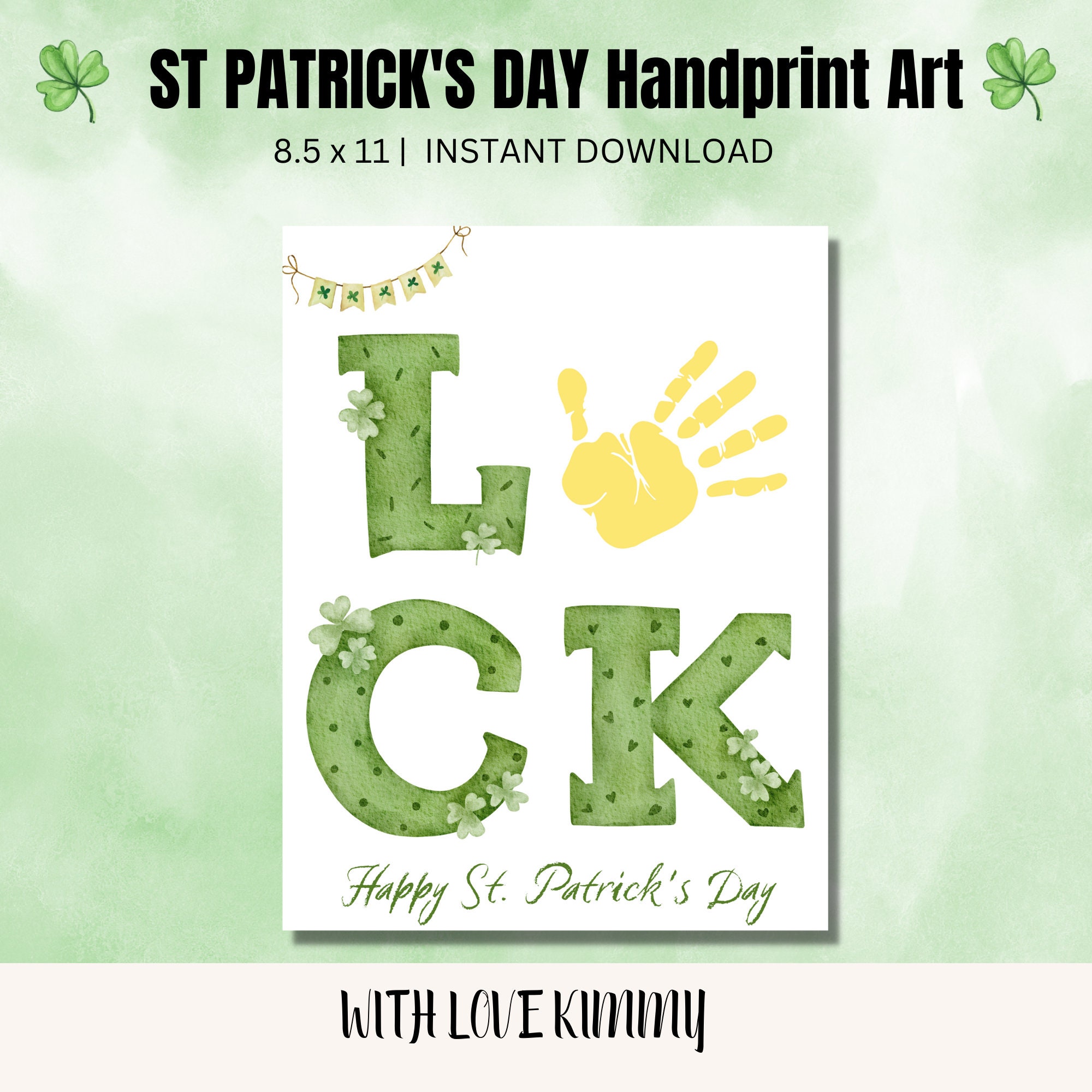 ST Patricks Day Handprint Craft ART Printable, St Patrick's Day ...