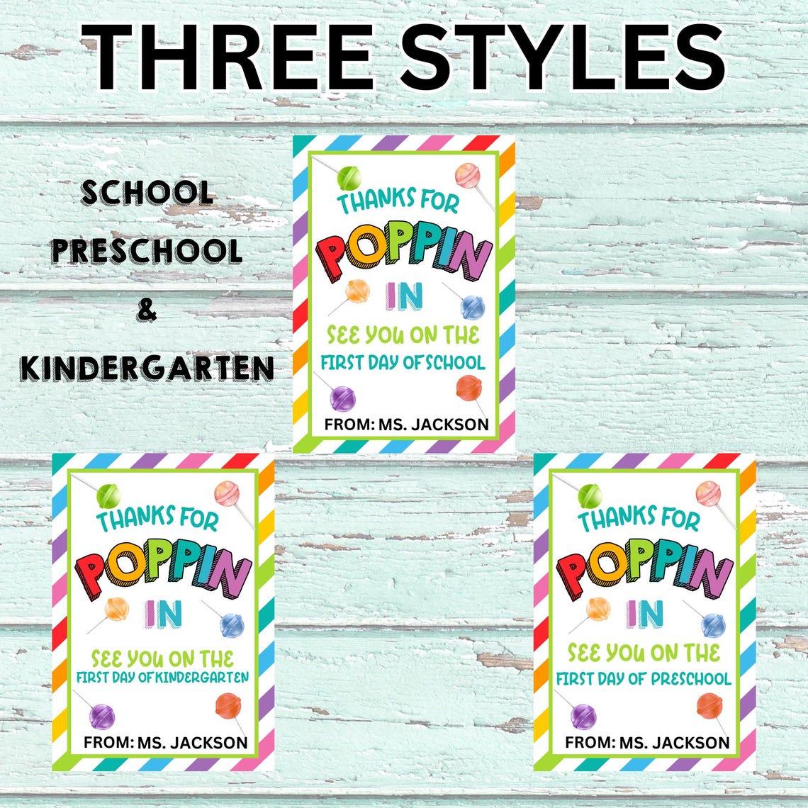 First Day of School Lollipop Gift Tag, Thanks for Popping In, Meet the ...