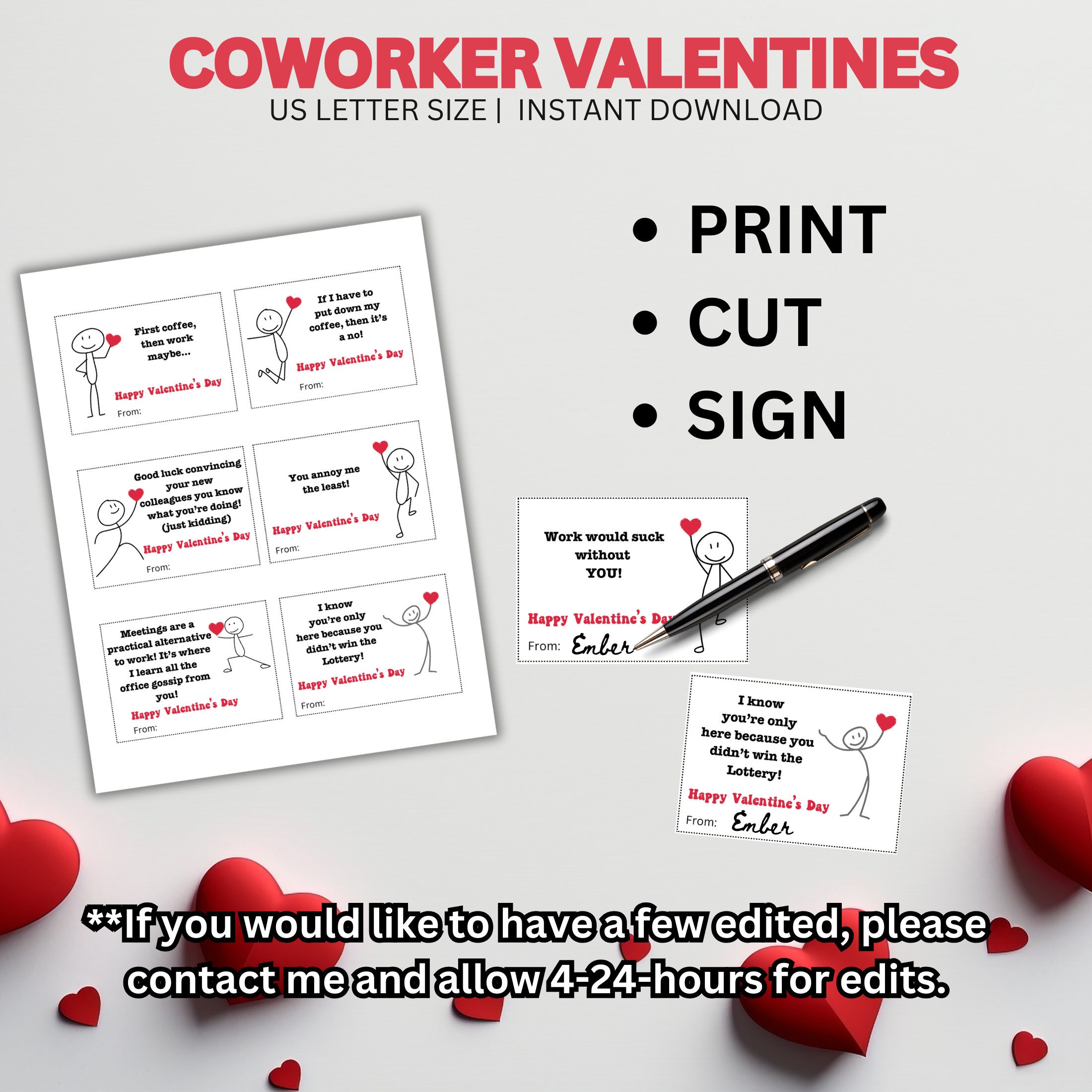 Valentines Cards for Coworkers, Funny Valentine Card, Office Staff ...