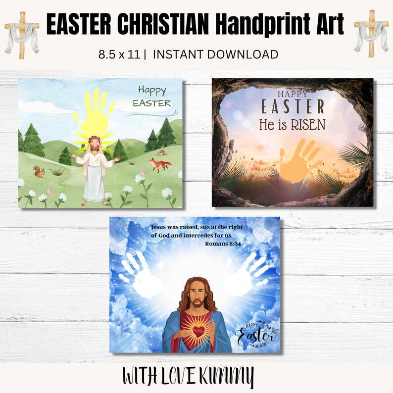 Easter Christian Handprint Footprint Craft Printable Bundle, Preschool ...