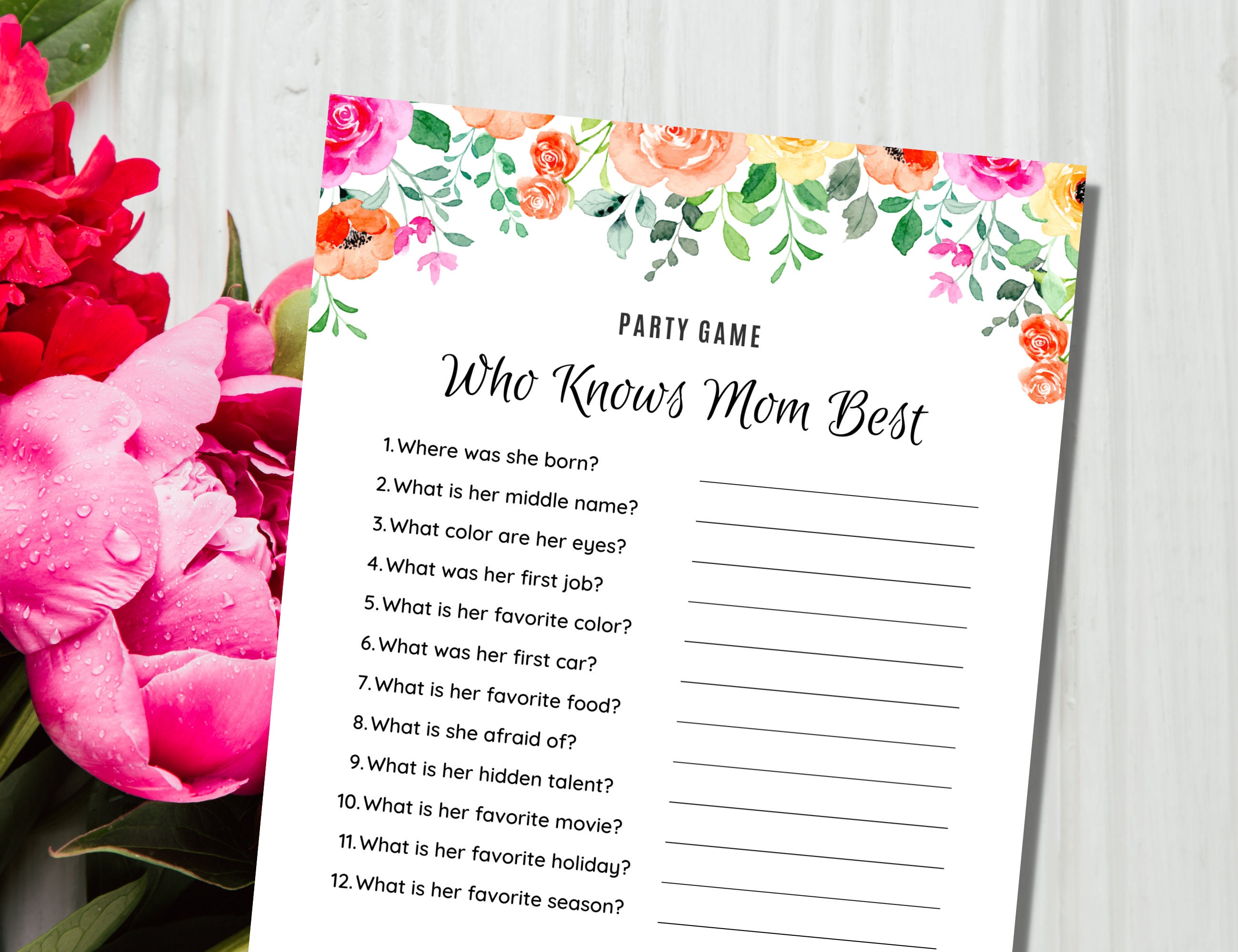 Mother's Day Game, Mother's Day Printable, Mother's Day Craft, Happy ...