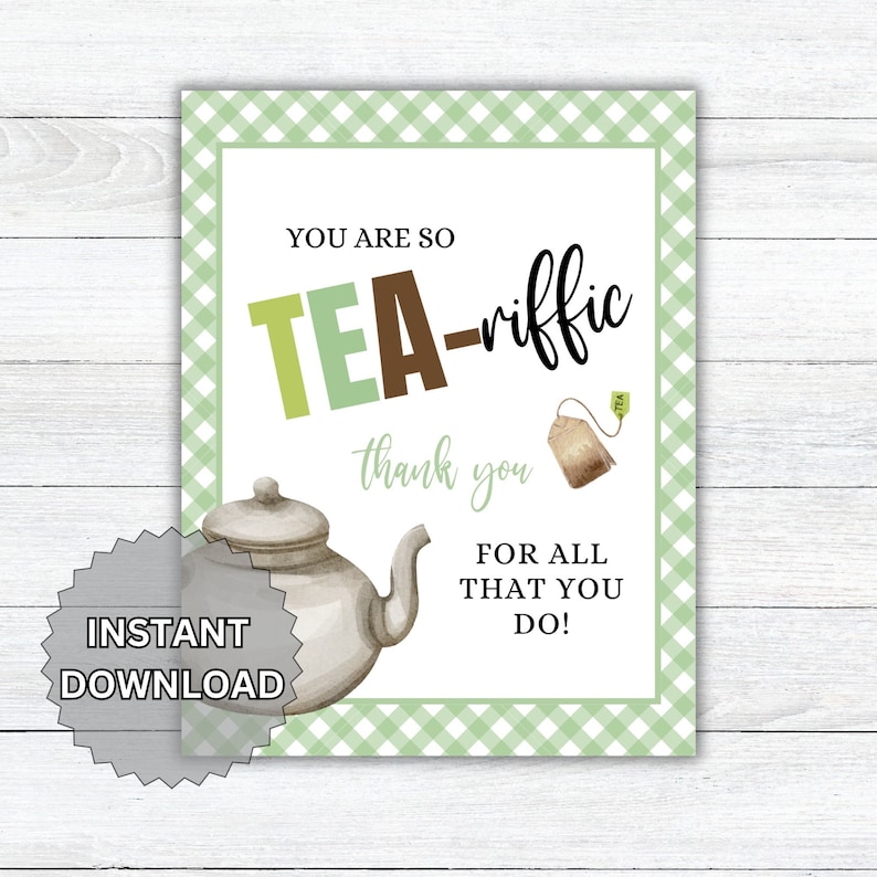 Tea-riffic Appreciation Sign, Tea Staff Employee Office Faculty Teacher ...