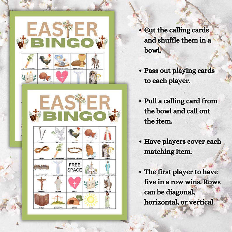 50 EASTER Bingo Cards Game, Christian Bingo, Religious Bingo Game ...