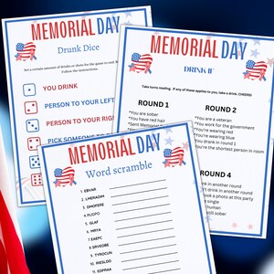 Memorial Day Game Bundle, Printable Family Games, Patriotic Party Games ...