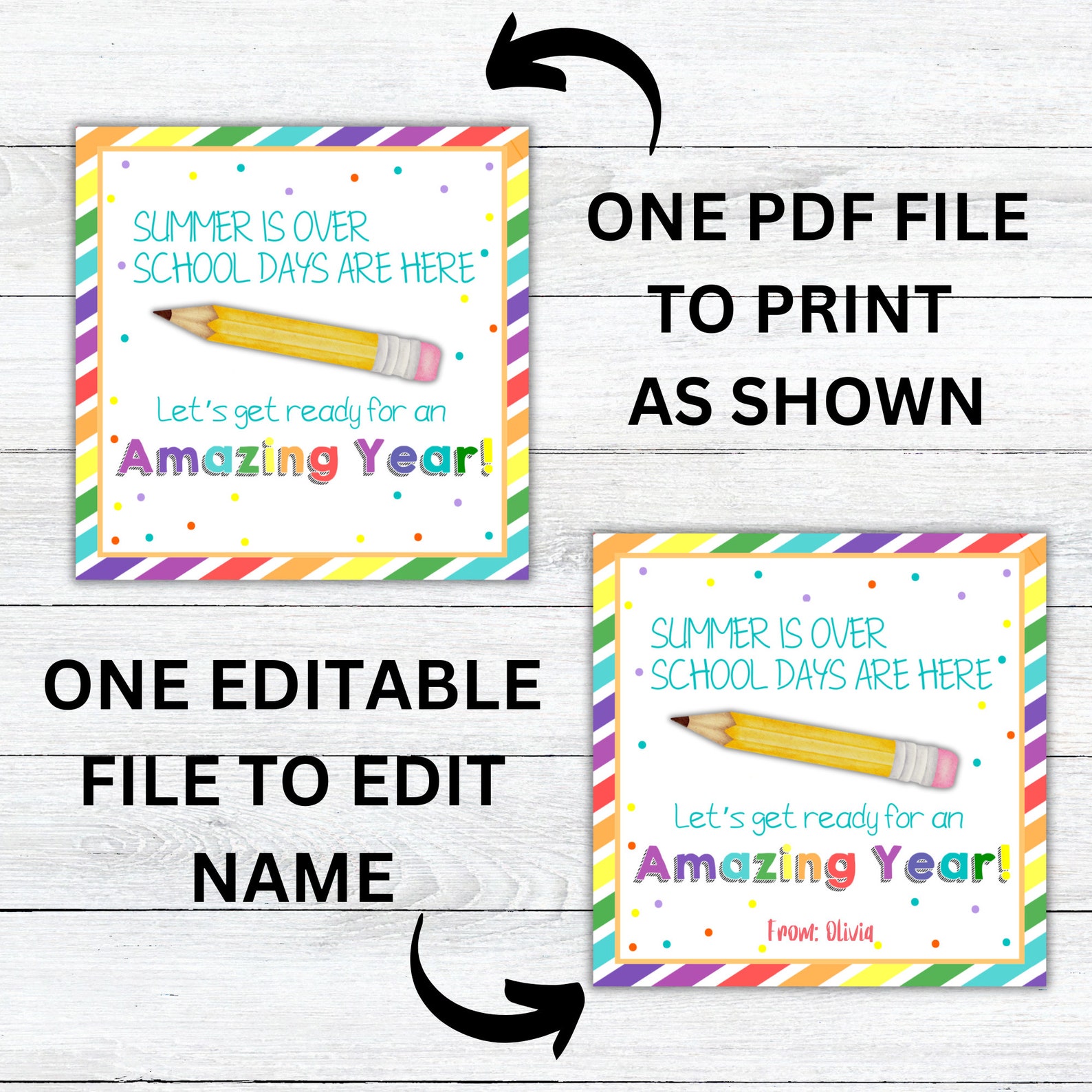 Editable Back to School Gift Tag, Amazing School Year Student Gift ...