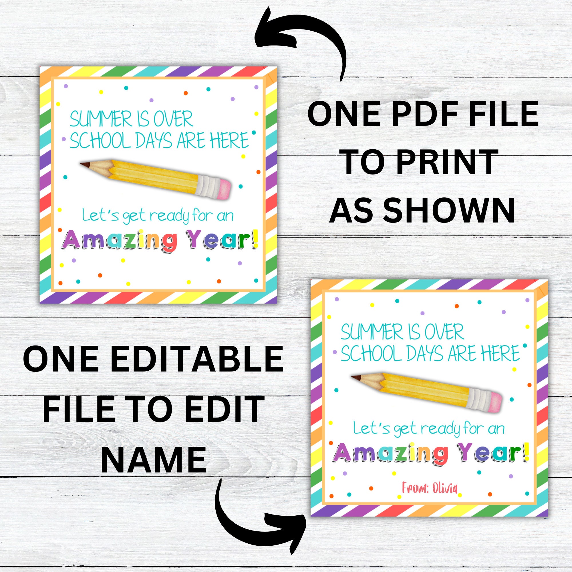 Editable Back to School Gift Tag, Amazing School Year Student Gift ...