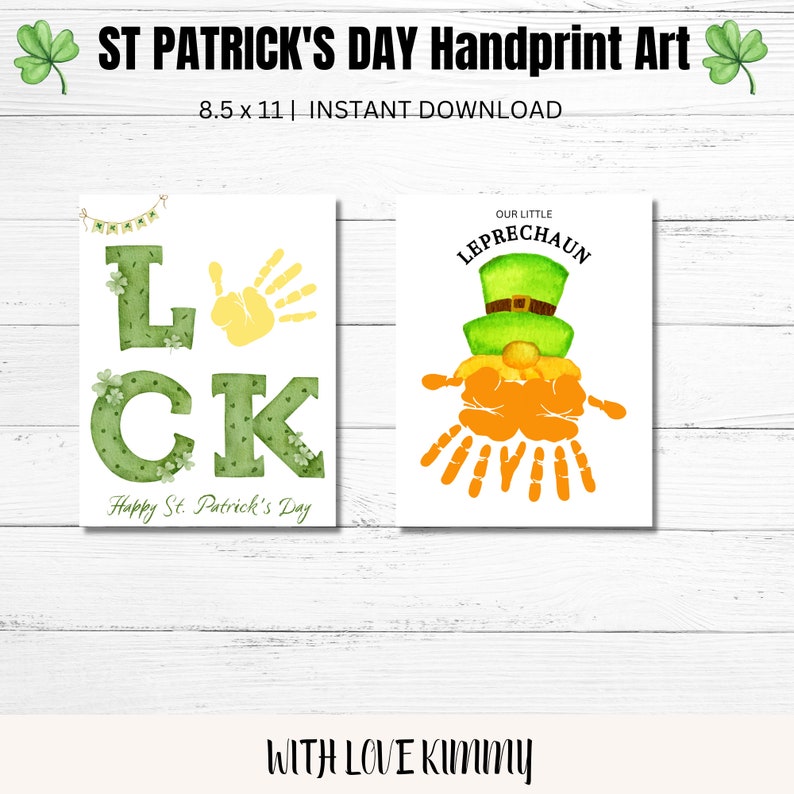 St Patricks' Day Handprint Footprint Craft Printable - Etsy