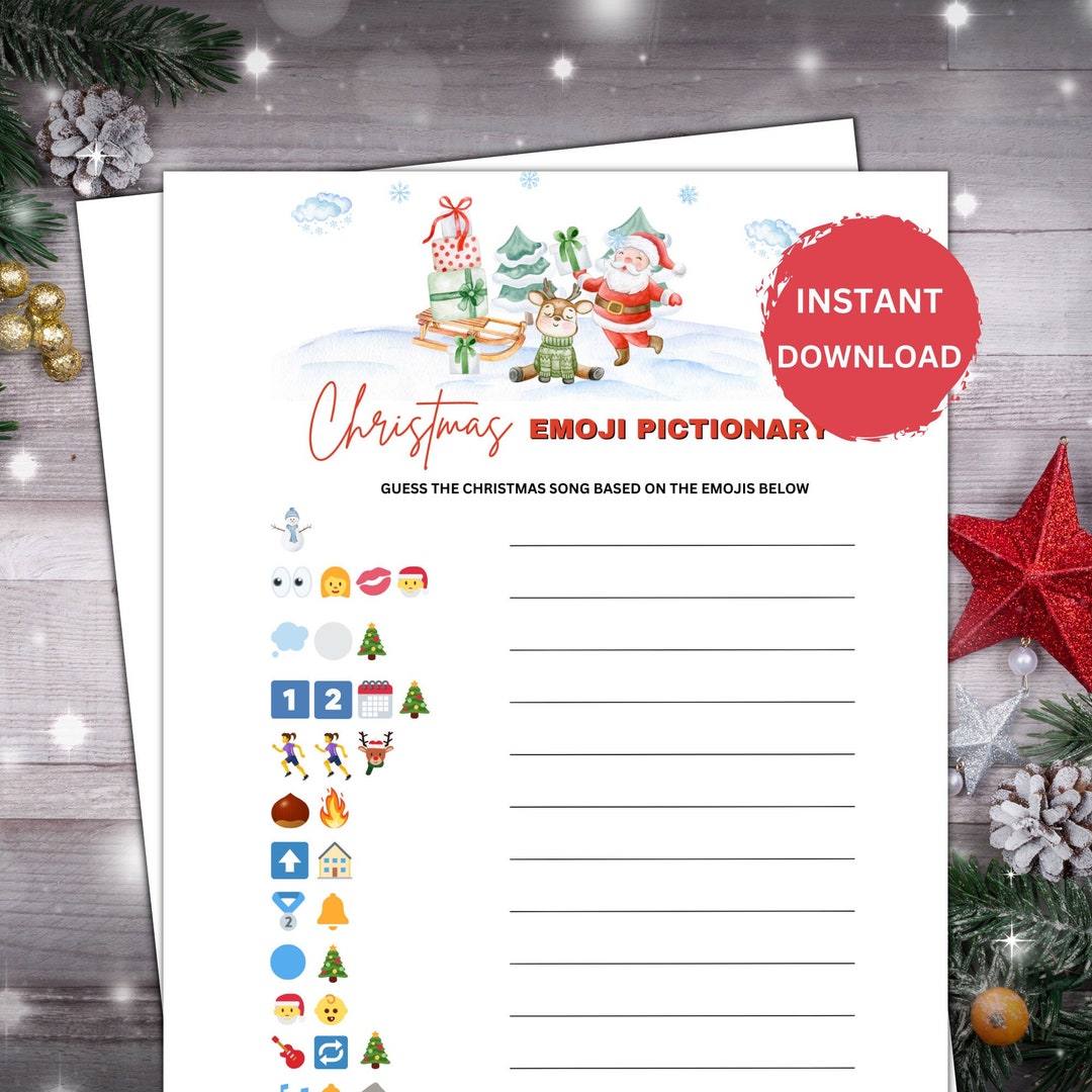 Christmas Emoji Game, Christmas Game Printable, Family Pictionary ...