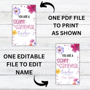 Editable Scent-sational Teacher Gift Tag, Teacher Appreciation Week ...