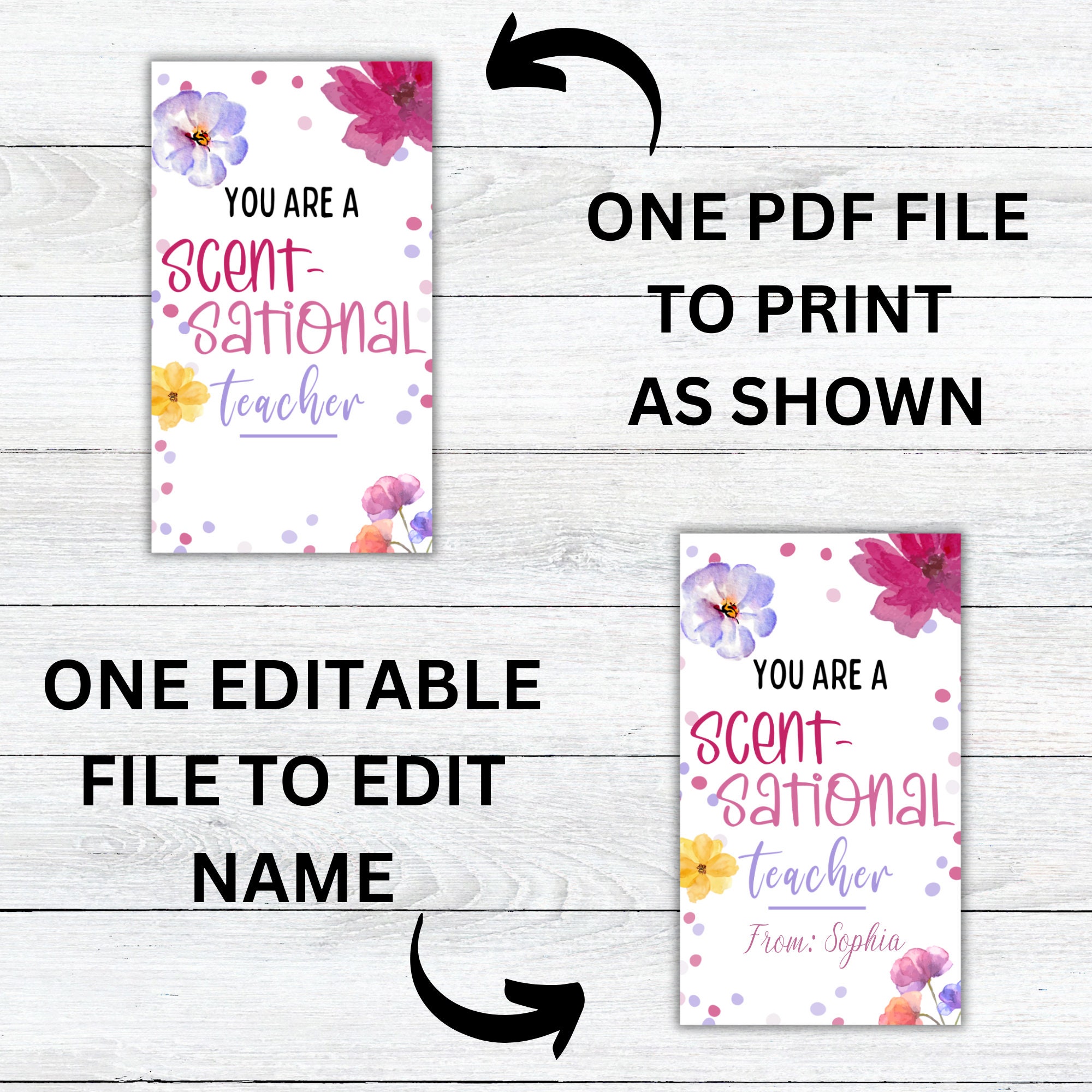Editable Scent-sational Teacher Gift Tag, Teacher Appreciation Week ...