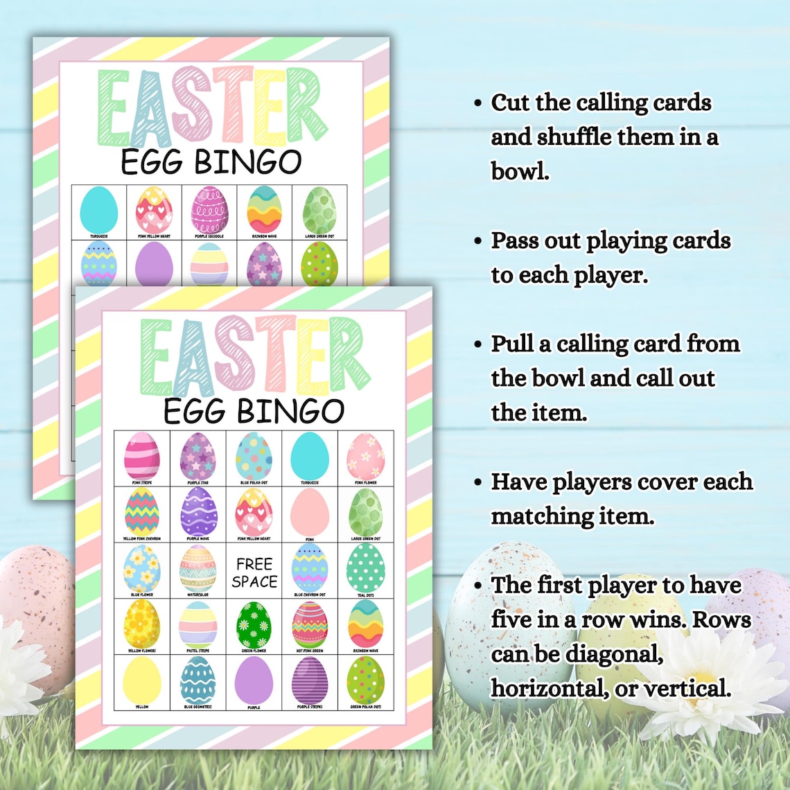 30 EASTER EGG Bingo Cards Game, Easter Egg Hunt Bingo, Easter Bunny ...