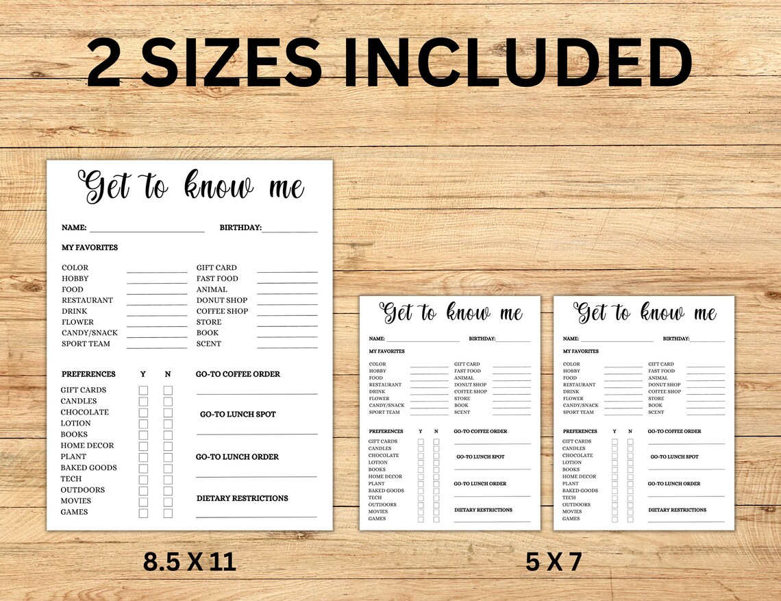 Get to Know Me Survey, Get to Know Me Questionnaire, Coworkers ...