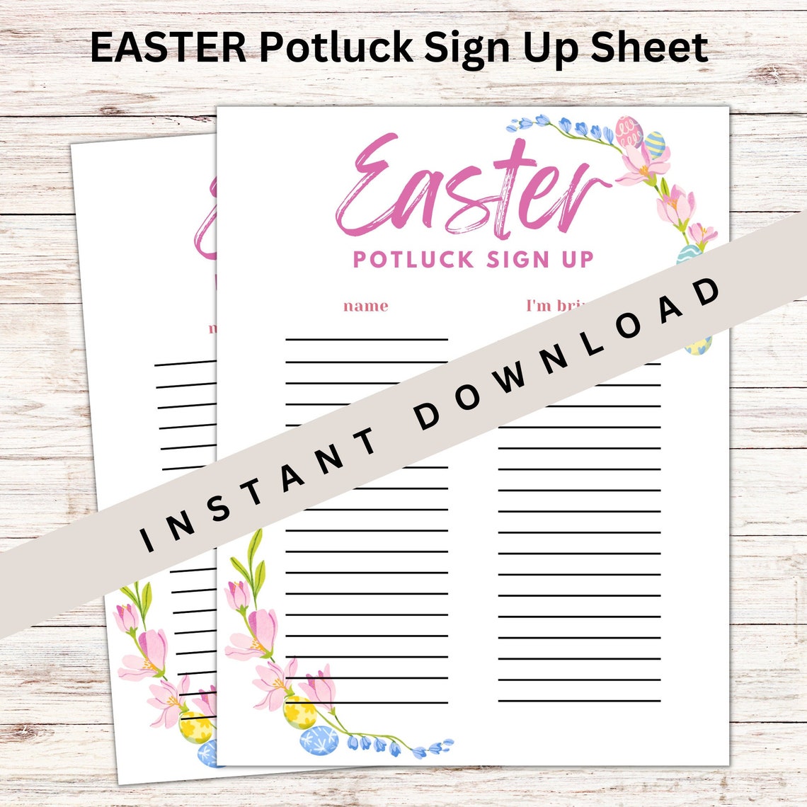 EASTER Potluck Sign up Sheet, Holiday Potluck Sheet, Church Potluck ...
