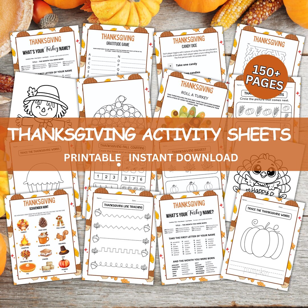 Thanksgiving Activity Bundle, Kids Activity and Coloring Pages, Mazes ...