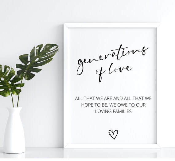 Printable Wedding Generations of Love Sign Modern Wedding - Etsy