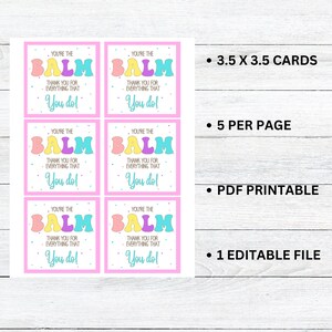 You're the Balm Gift Tag, Teacher Appreciation Lip Balm, Staff Co ...