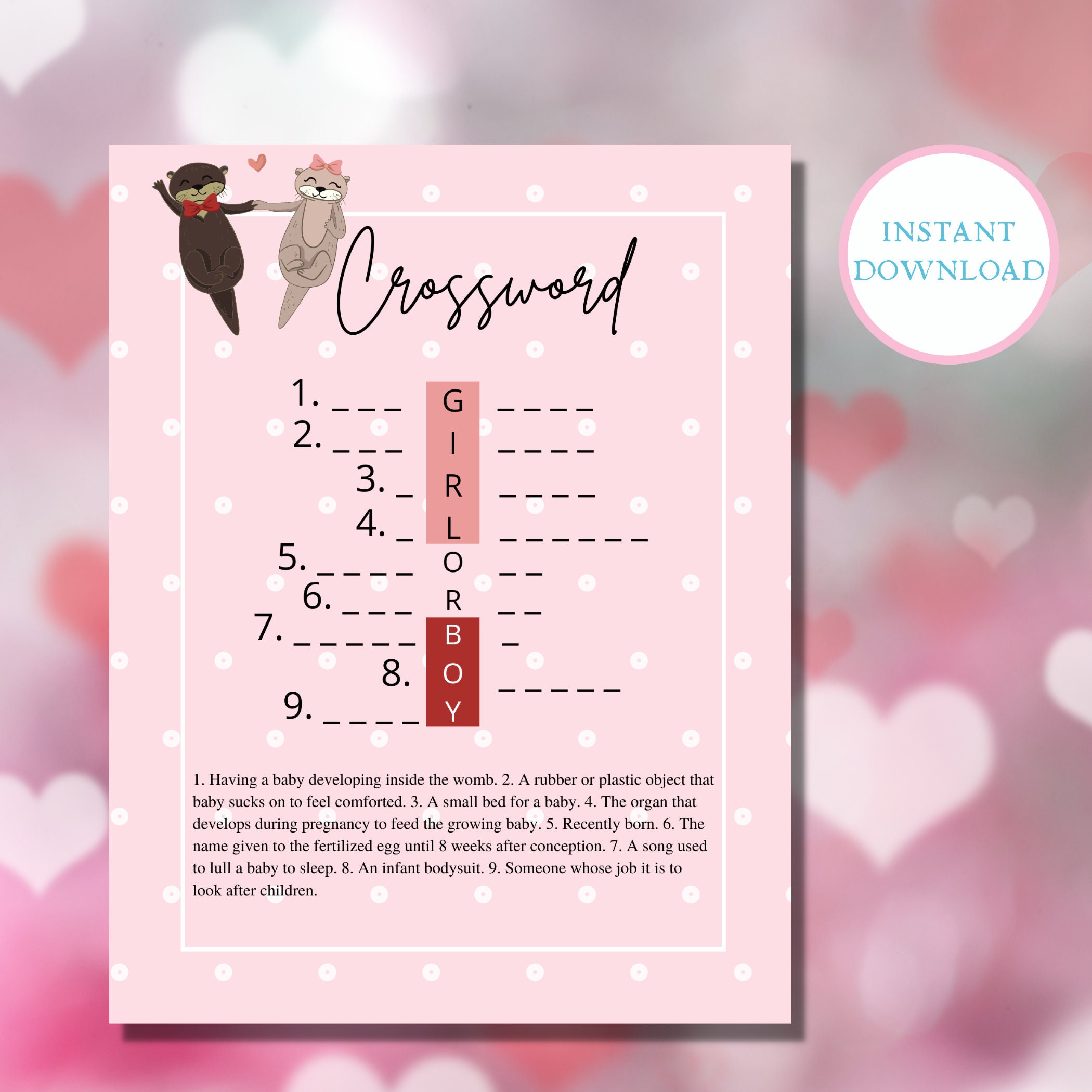 VALENTINE'S Gender Reveal Games Otter Theme Are Perfect for Your ...
