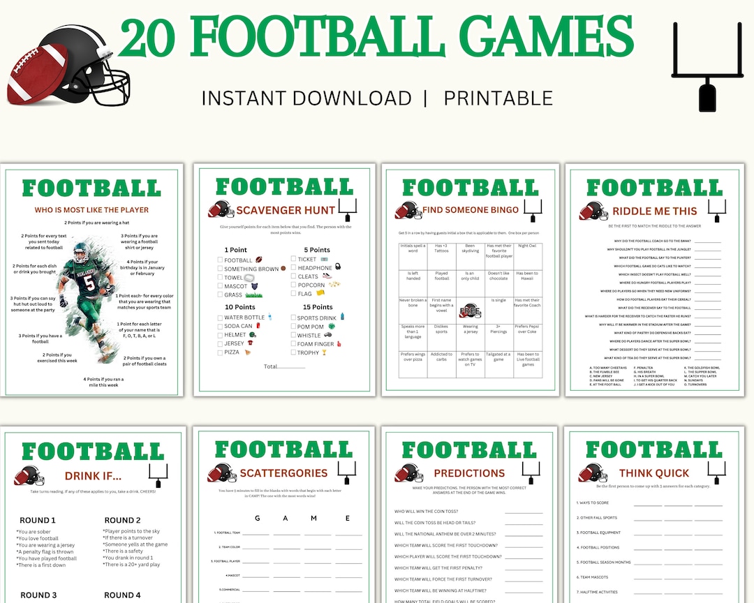 Football Games Bundle, Football Party Games, Football Birthday Party ...