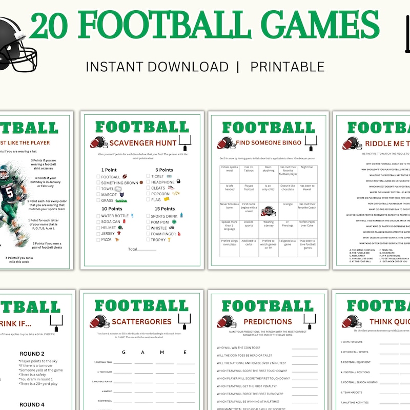 Football Printables - Etsy