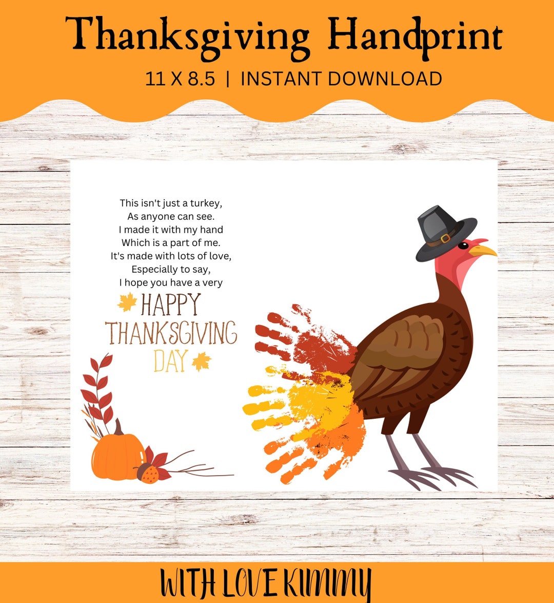 Thanksgiving Handprint Craft Printable, Thanksgiving Preschool Craft ...