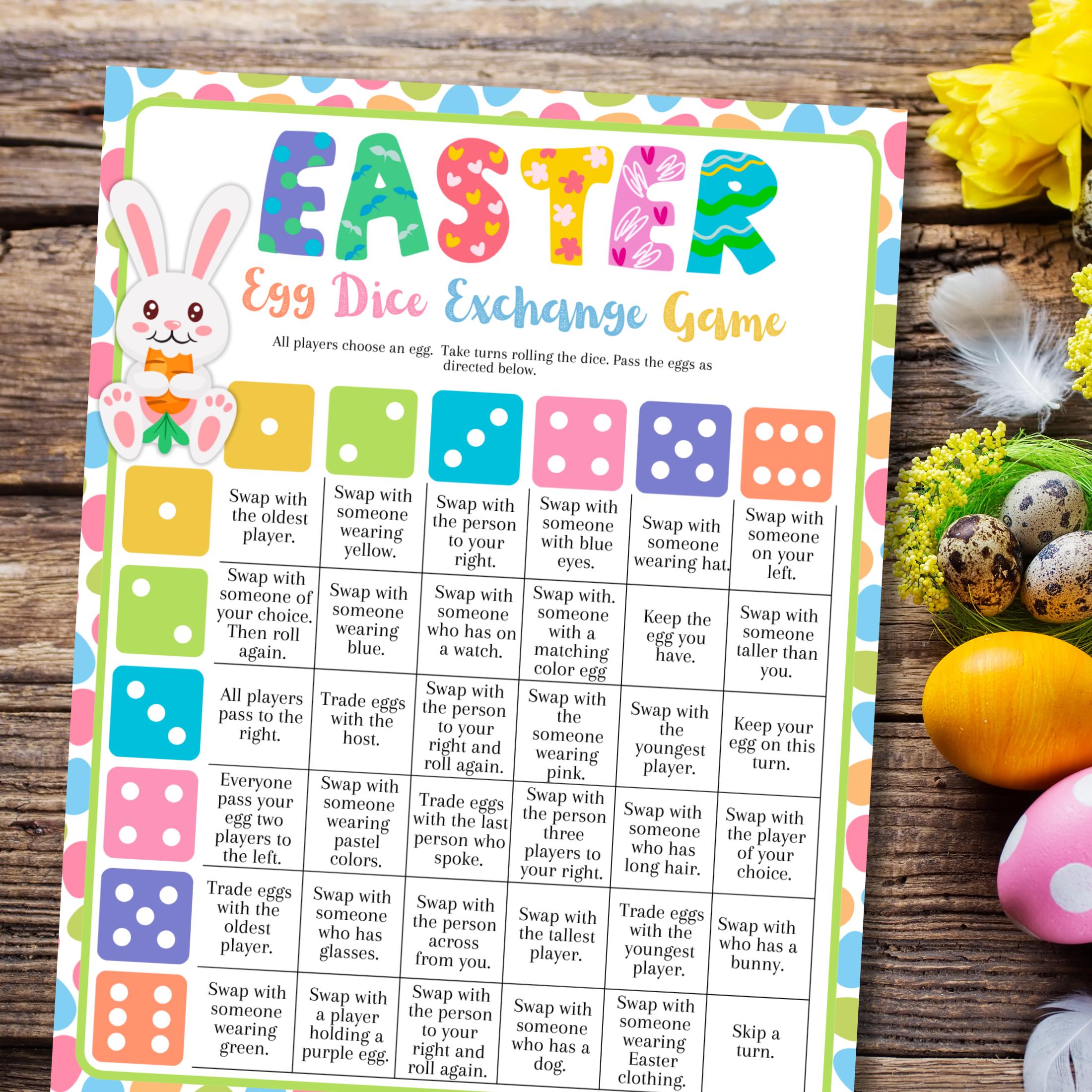 Dice Easter Egg Exchange Game, Easter Dice Game, Kids Adults Family ...