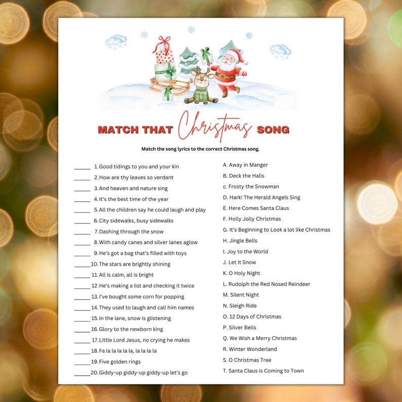 Match That Christmas Song Game, Christmas Game Printable, Family ...