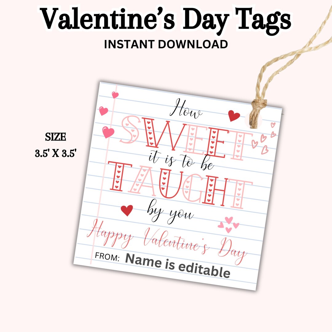 Printable Teacher Valentine Card, Sweet Teacher, Classroom Valentine ...