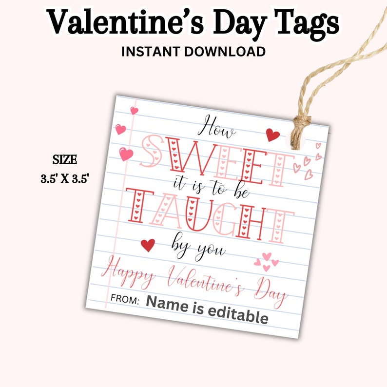 Printable Teacher Valentine Card, Sweet Teacher, Classroom Valentine ...