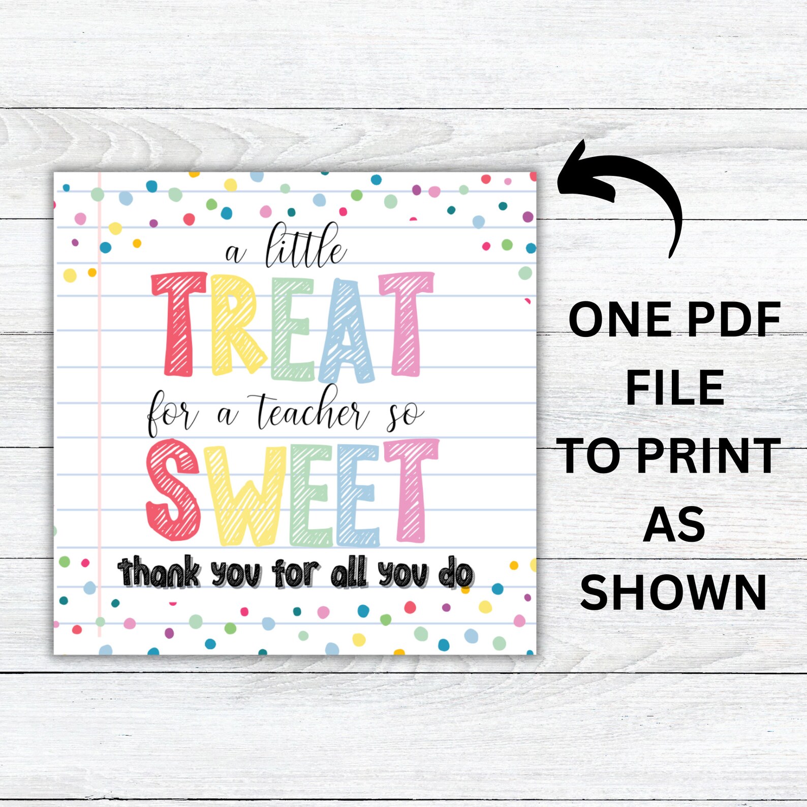 Teacher Sweet Treat Gift Tag, Teacher Appreciation, Baked Snack Teacher ...