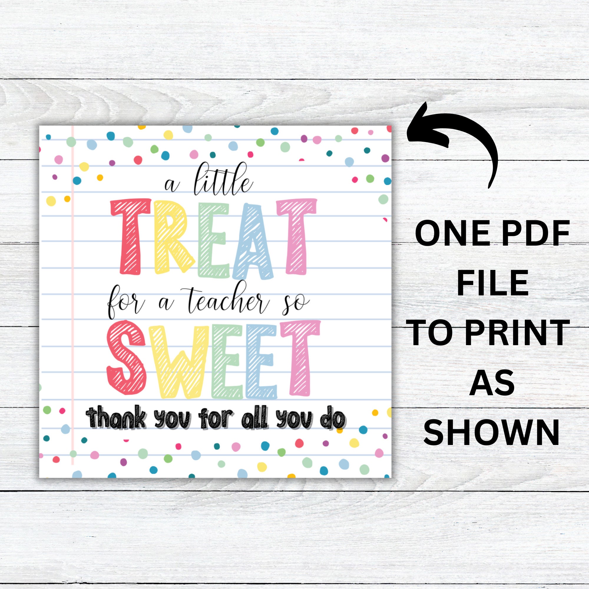 Teacher Sweet Treat Gift Tag, Teacher Appreciation, Baked Snack Teacher ...