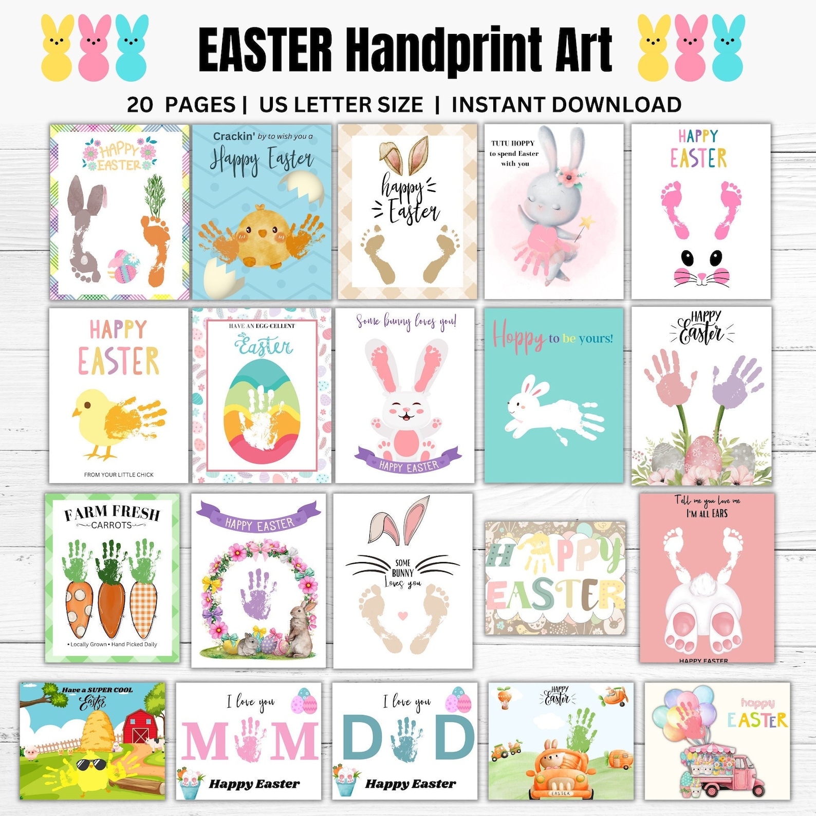 Easter Handprint Footprint Craft Printable Bundle, Preschool Craft ...