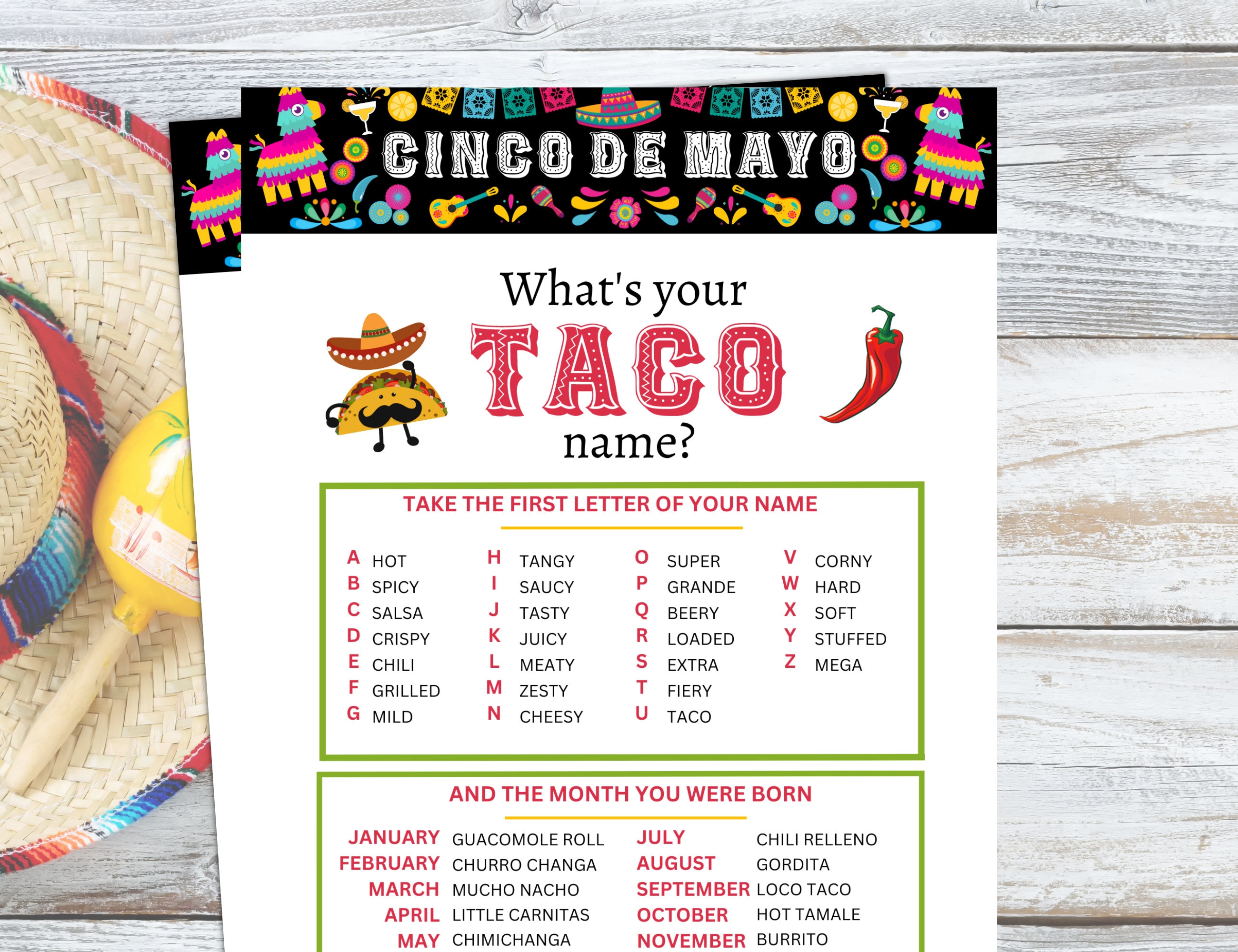 Cinco De Mayo Game, Cinco De Mayo Printable, Cinco De Mayo Party Games ...