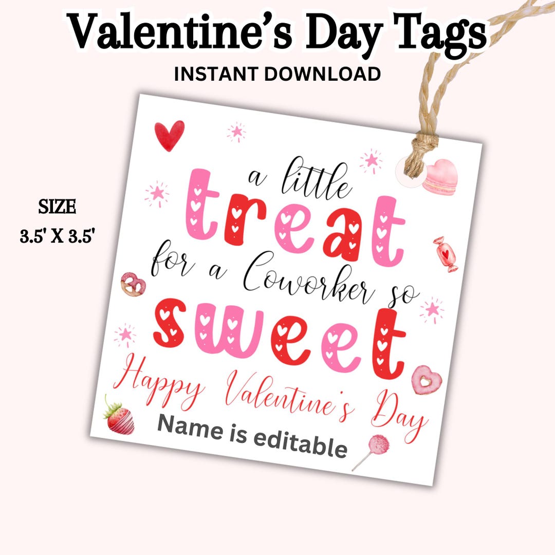 Coworker Valentines Gift Tag, Printable Valentine Gifts Tags ...