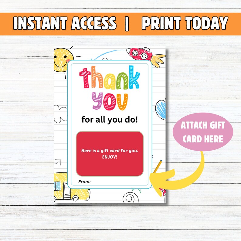 Teacher Appreciation Printable Gift Card Holder, Teacher Gift Card ...