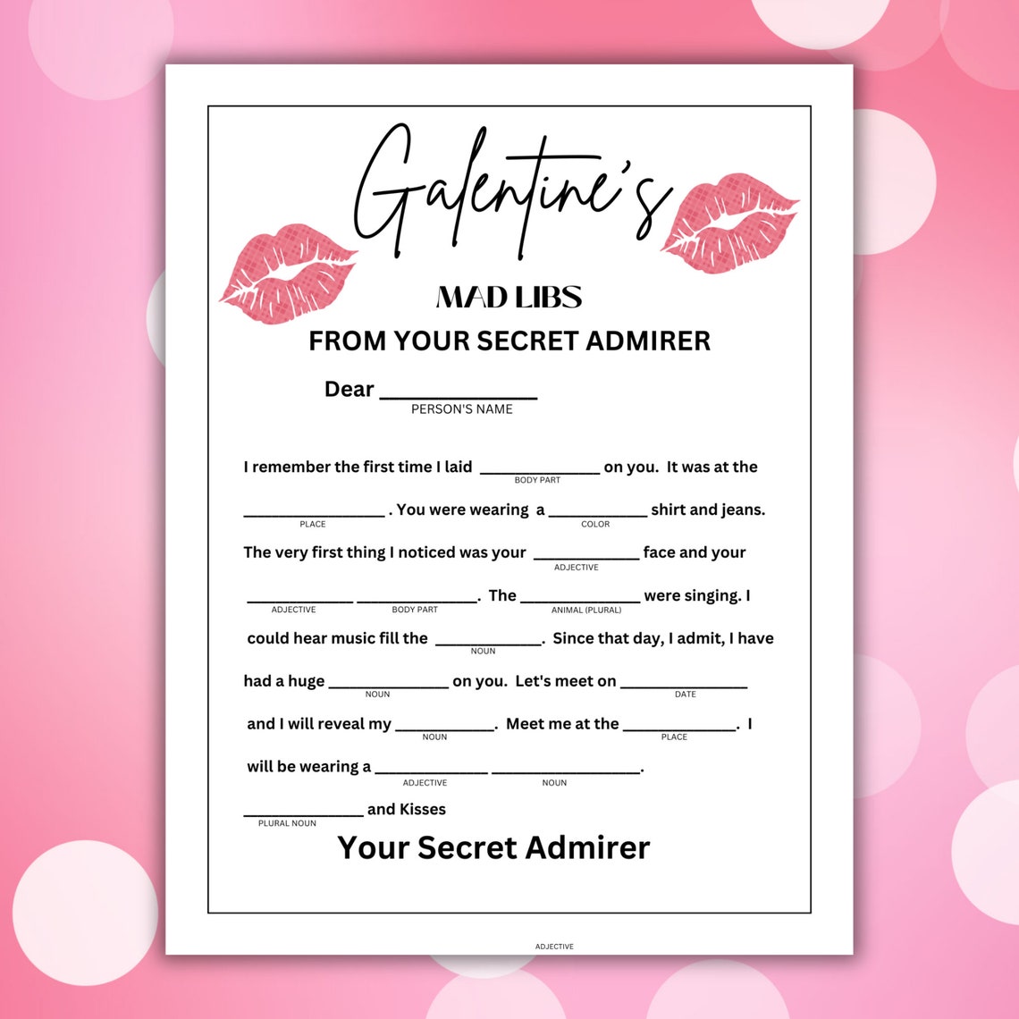 Printable Galentine's Day Game, MAD LIBS Party Game and Activity, Party ...