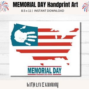 Memorial Day Handprint Activity, Memorial Day Printable, Happy Memorial ...