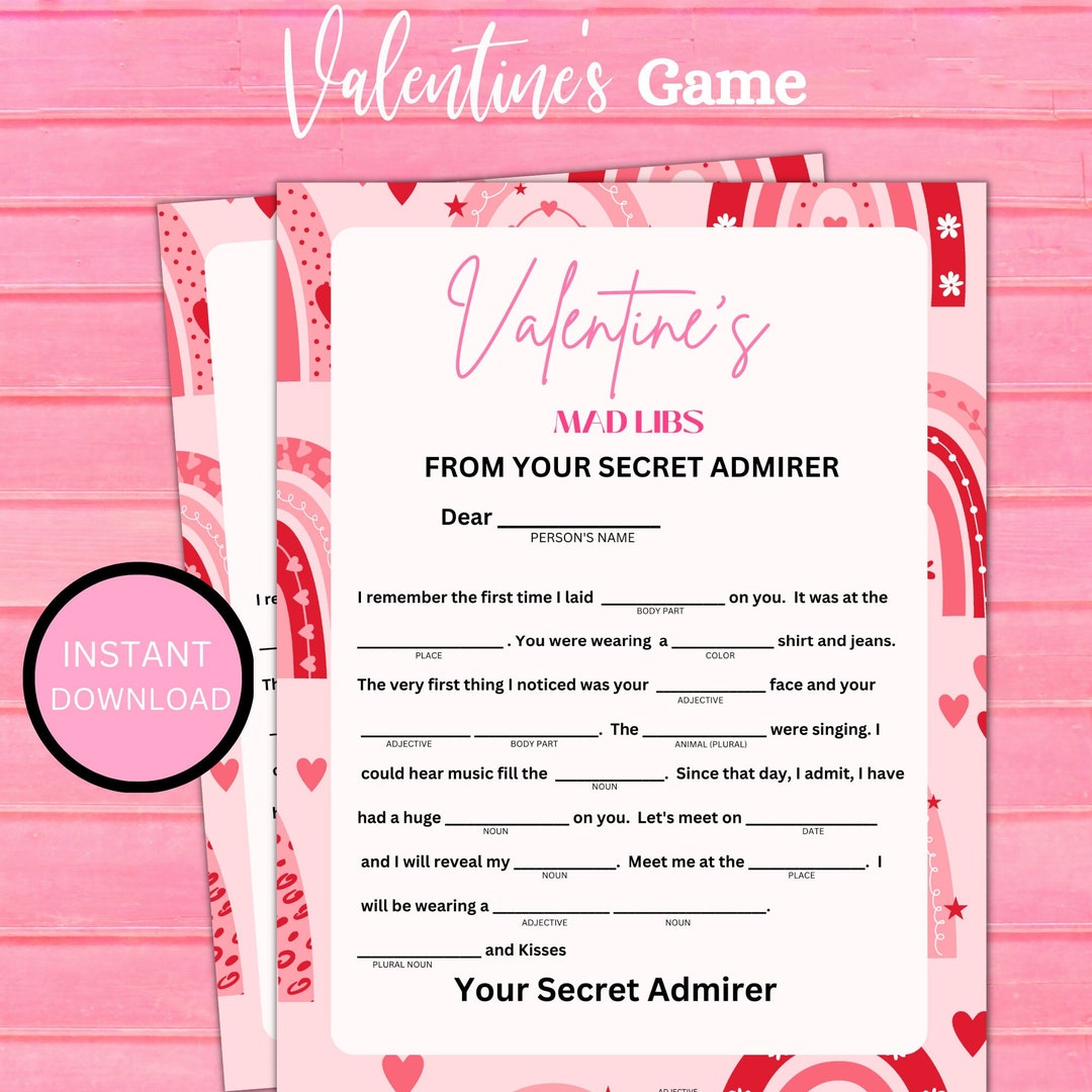 Printable Valentine's Day Game MAD LIBS Game and Activity, Adult Games ...