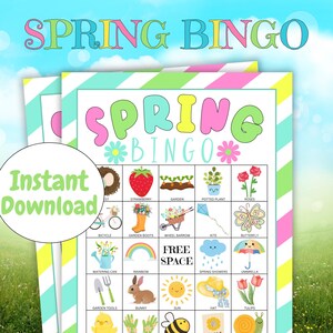 50 SPRING Bingo Cards, Fun Spring Bingo Game, Kid Spring Activity, Fun ...