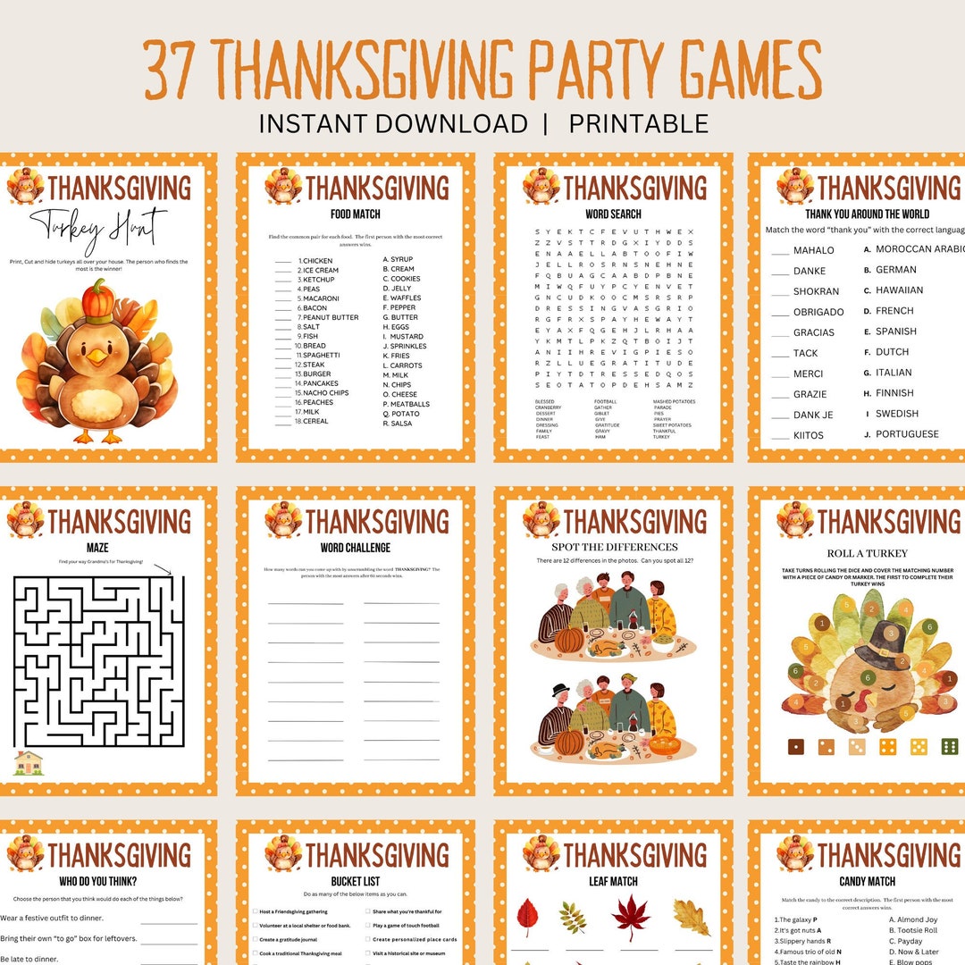 Thanksgiving Game Bundle, Thanksgiving Games, Thanksgiving Games for ...