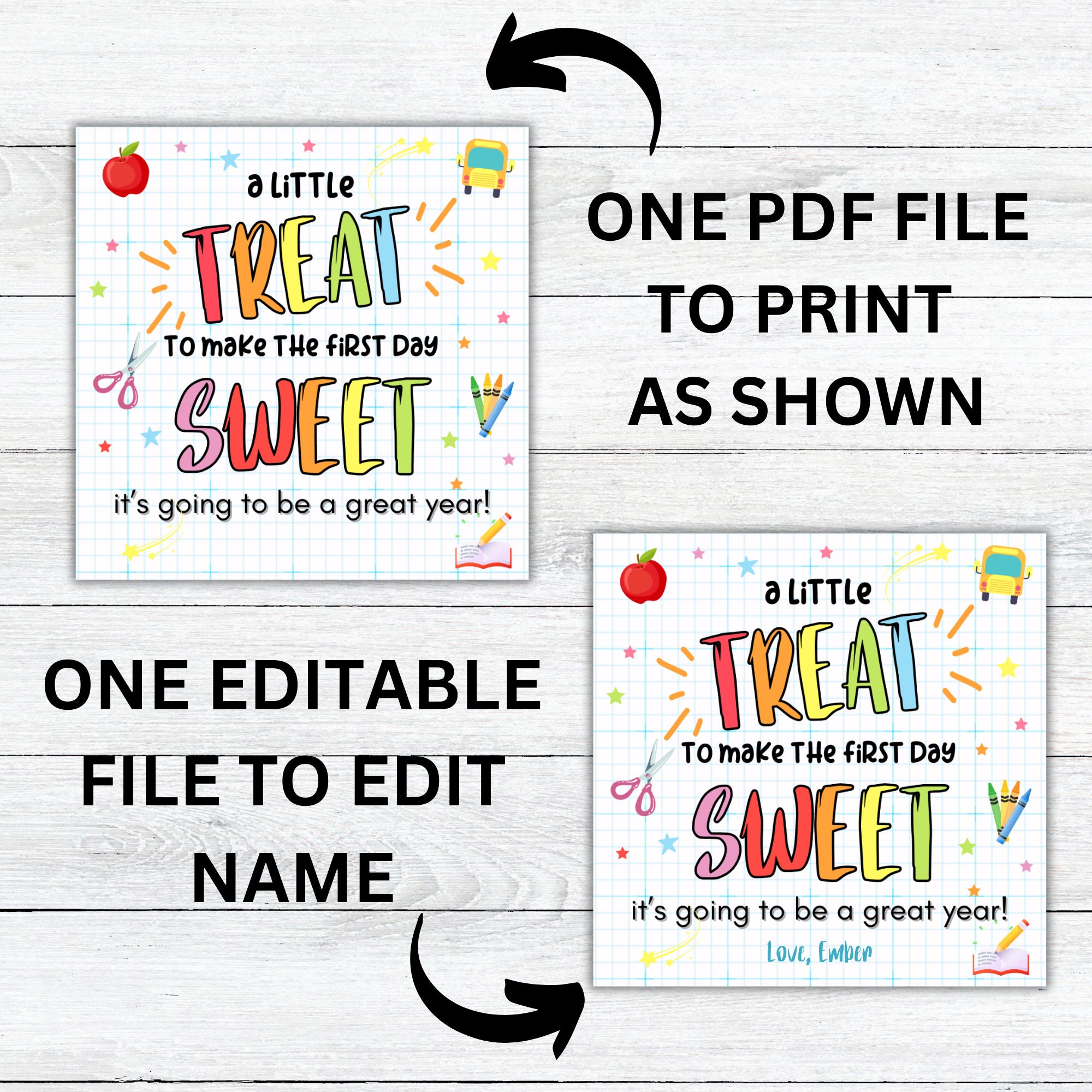 Editable Sweet Teacher Treat Gift Tag, Teacher Appreciation Week, First ...