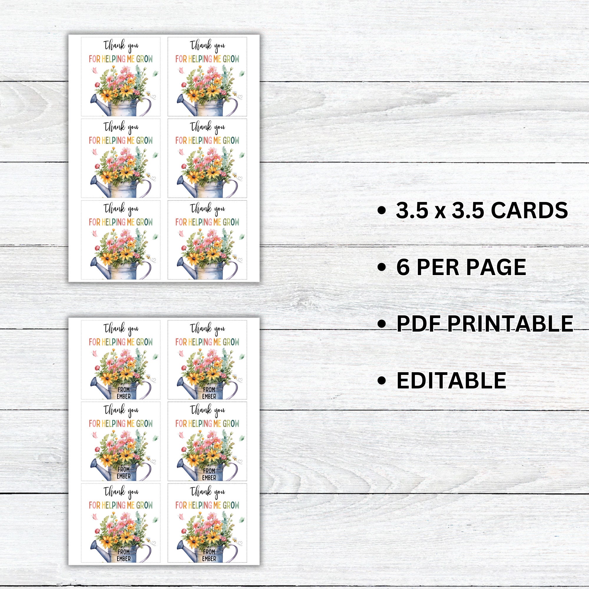 Editable Thank You for Helping Me Grow Gift Tag, Teacher Appreciation ...