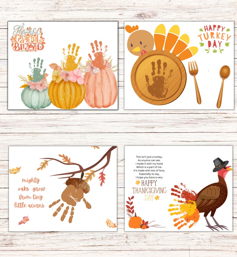 Thanksgiving Handprint Craft Printable Bundle, Thanksgiving Preschool ...