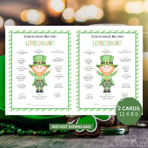 Printable St Patrick's Day Who is Most Like Leprechaun Game, St Paddy's ...