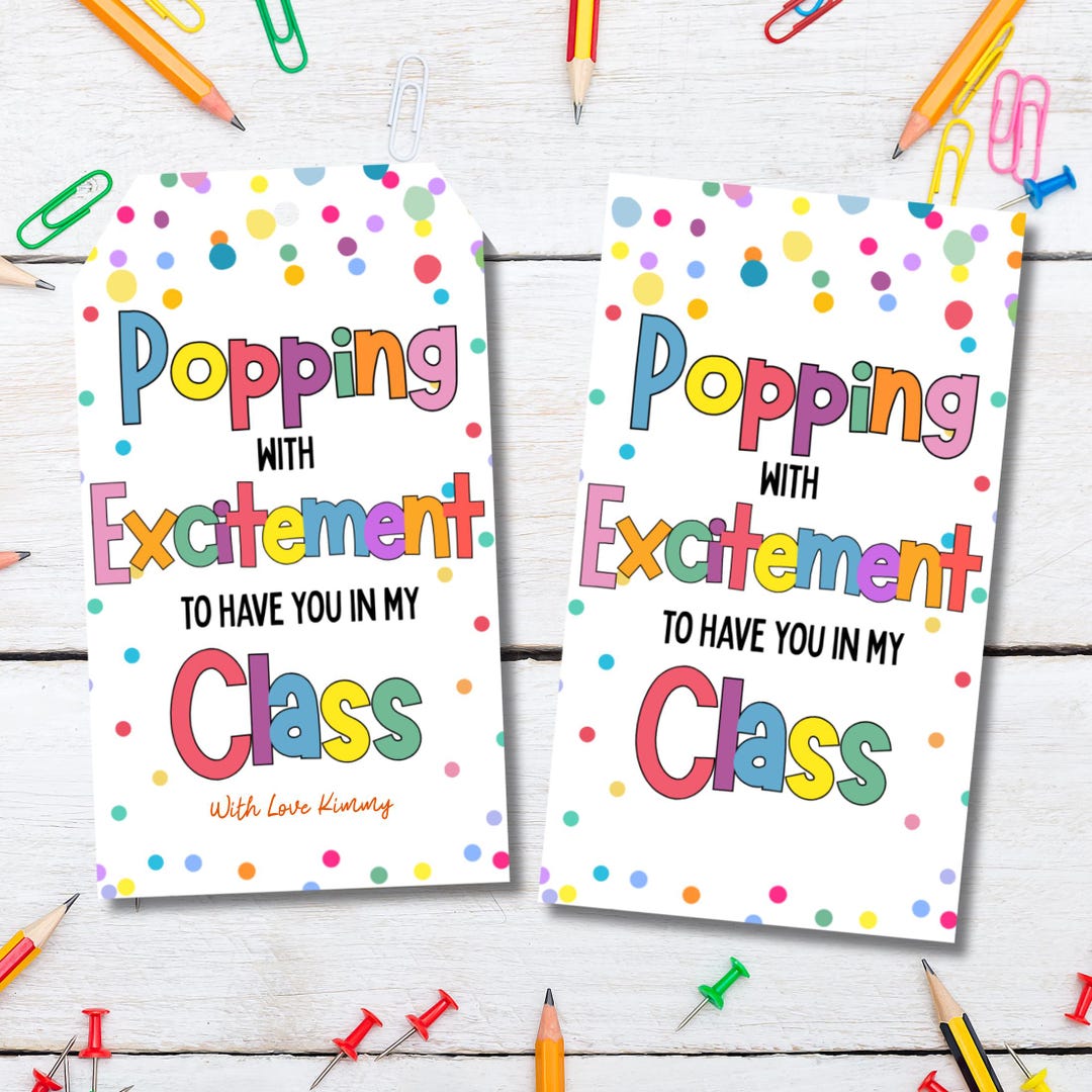Popping With Excitement Back to School Tag, Student Welcome Popcorn ...