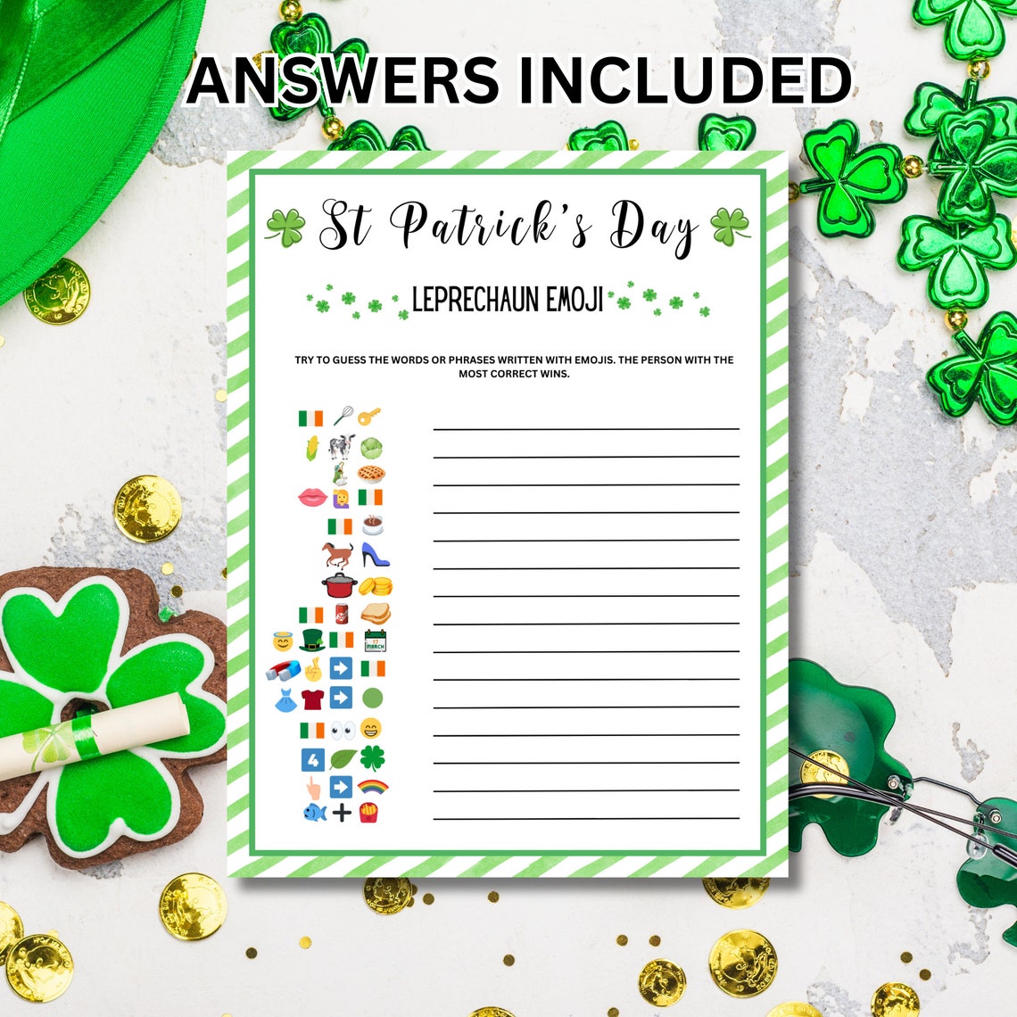 Printable St Patrick's Day Leprechaun Emoji Game, St Paddy's Day Game ...