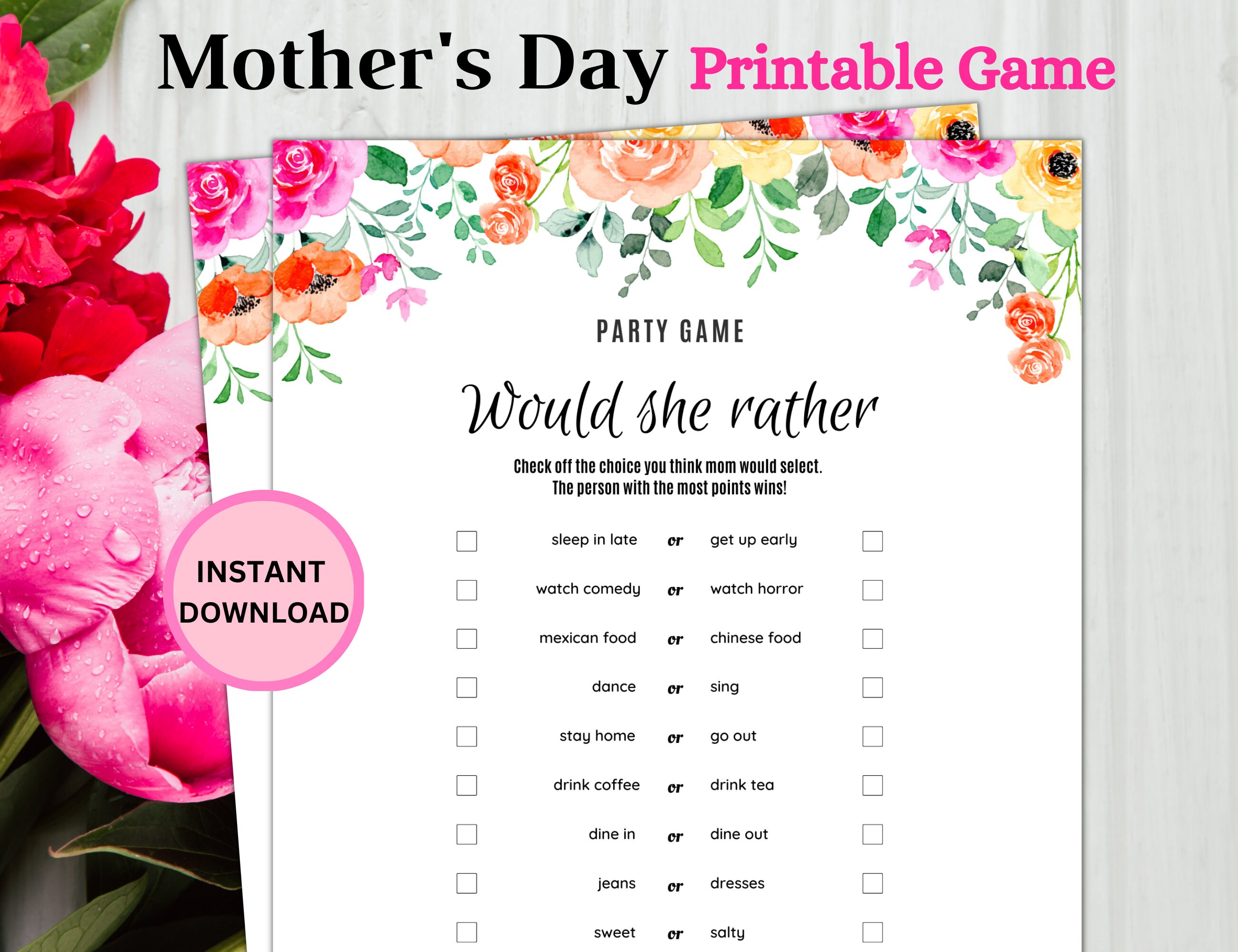 Mother's Day Game, Mother's Day Printable, Mother's Day Craft, Happy ...