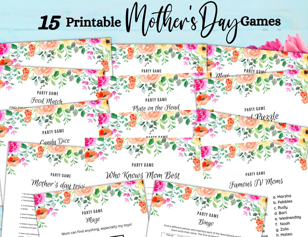 Mother's Day Game Bundle, Mother's Day Printable, Mother's Day Craft ...