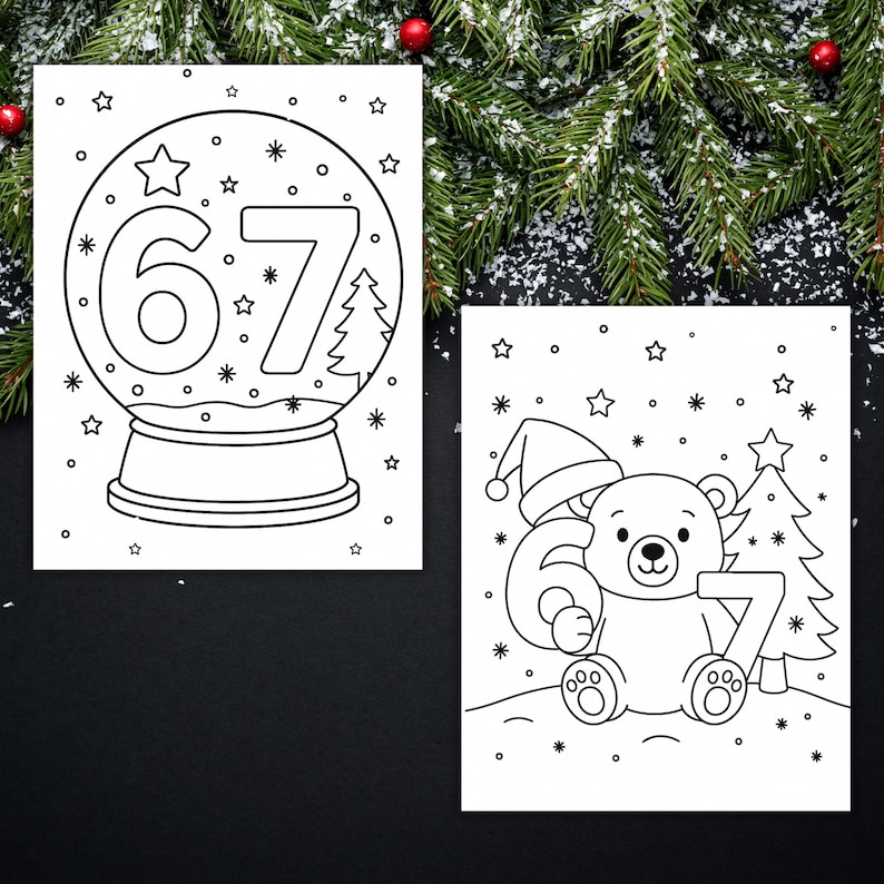67 Christmas Coloring Page, Gen Alpha Slang, Holiday Coloring, Six ...