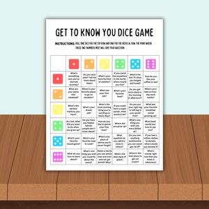 Get to Know You Dice Game, Get to Know You Icebreaker Game, Games for ...